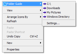 Add shortcuts to folders to Explorer context menu with Folder Guide